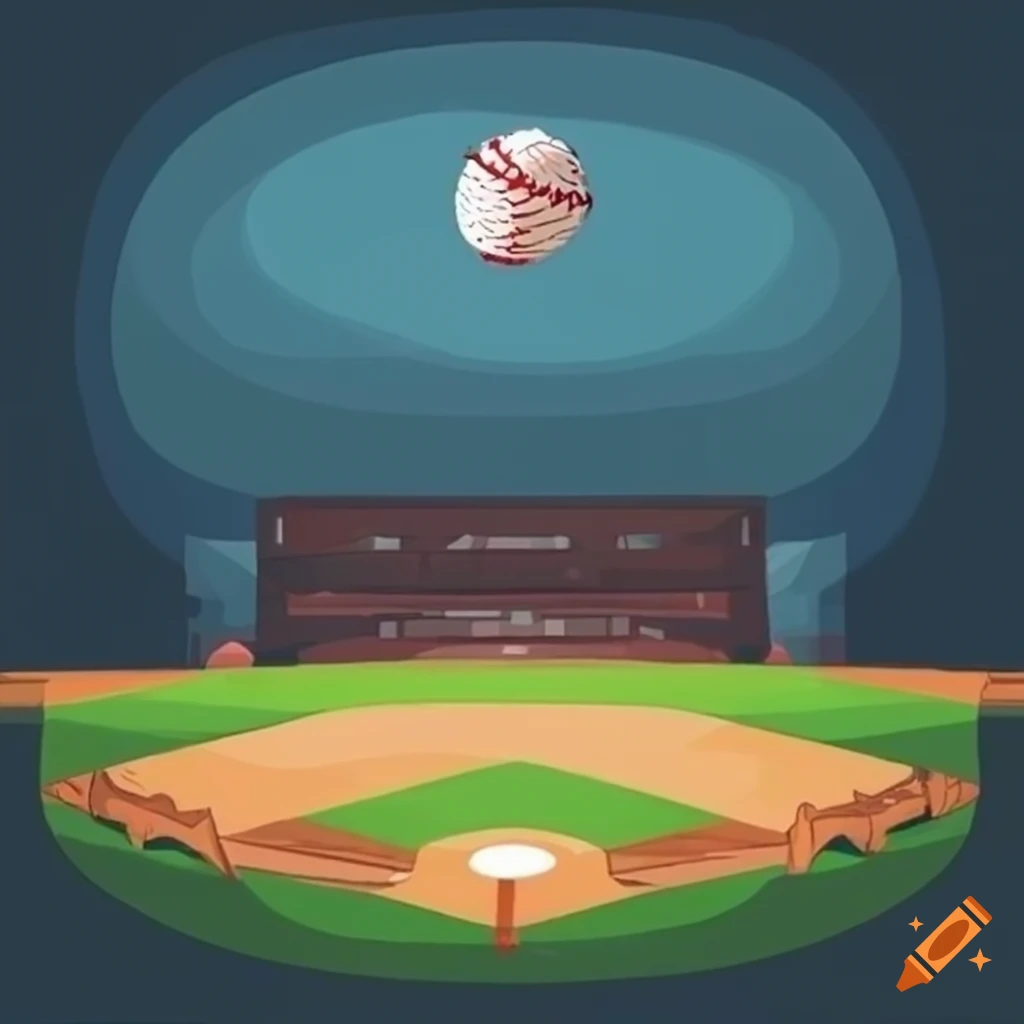 Cartoon baseball field background on Craiyon