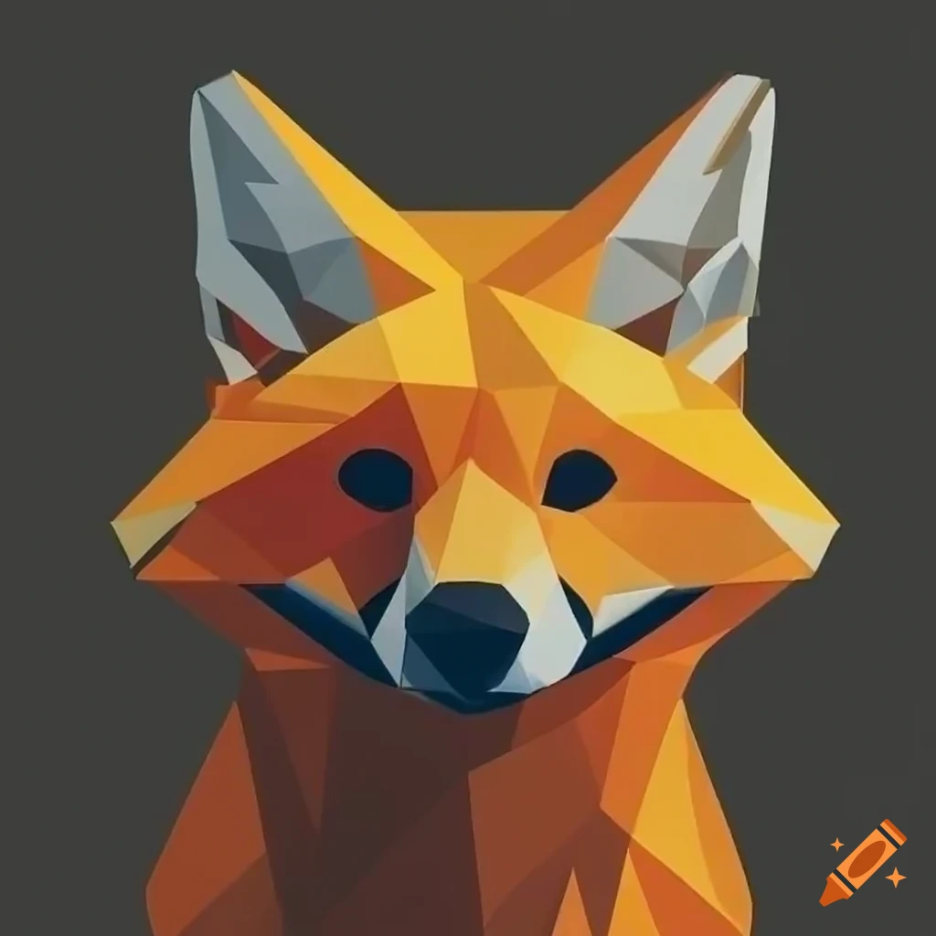Minimalist low poly maned fox artwork for mobile app icon on Craiyon