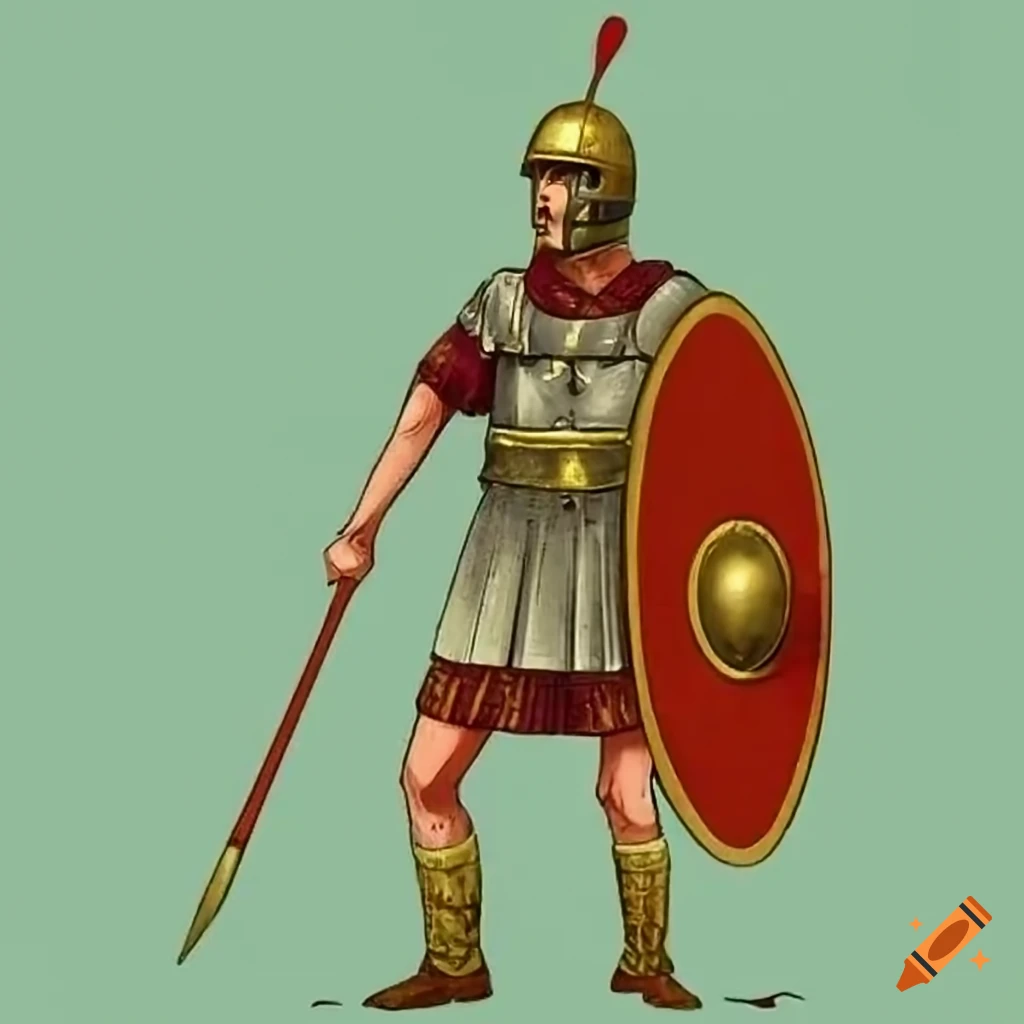 Ancient roman infantry with shields and spears on Craiyon
