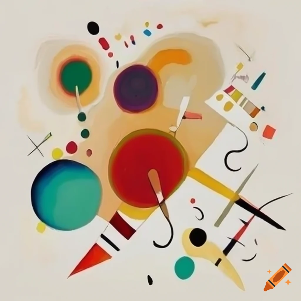 Abstract kandinsky style oil painting with gestures in shades of gray ...