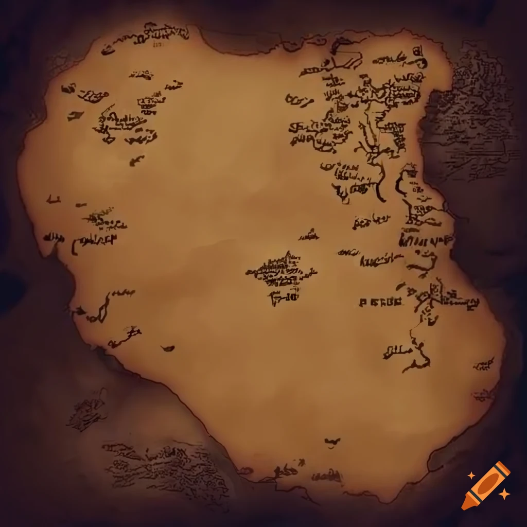 Sepia tone fantasy map on Craiyon