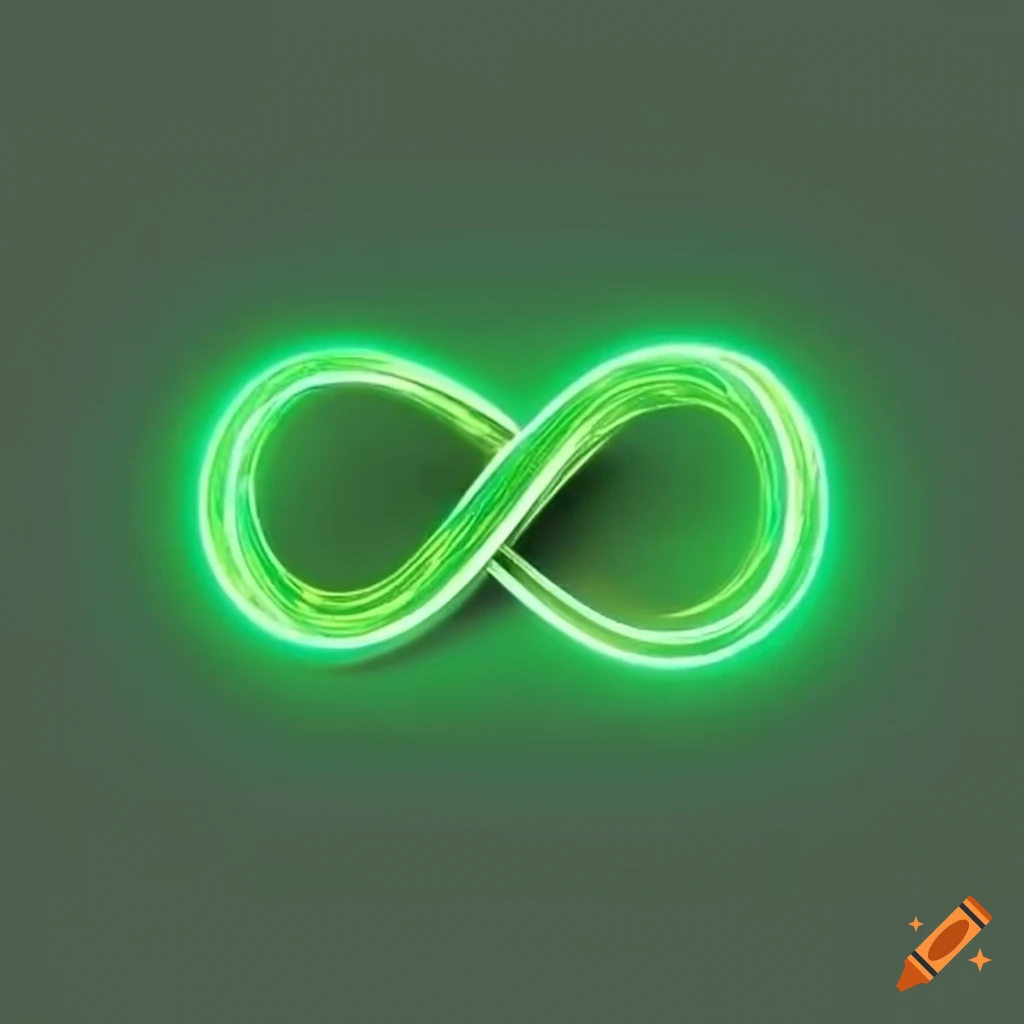 Green infinity symbol with a sense of movement on Craiyon