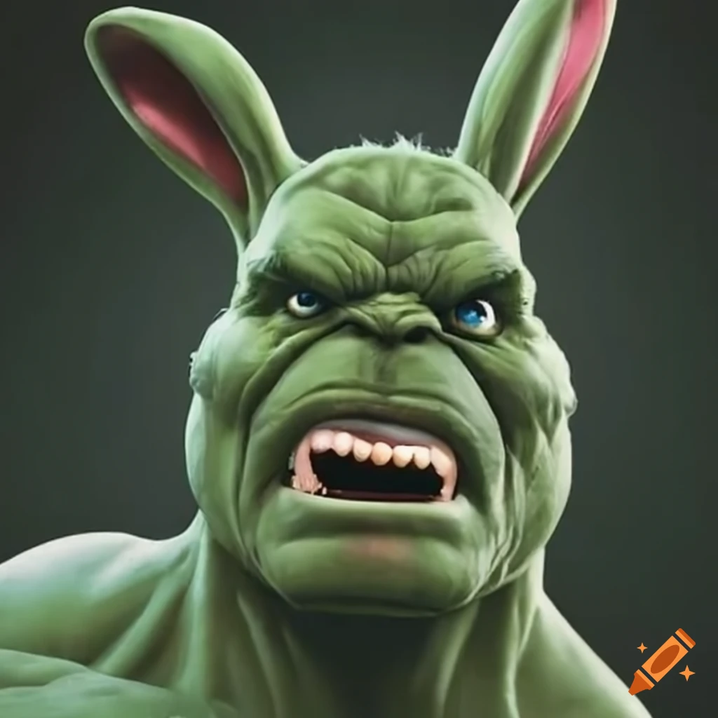 Easter bunny as the incredible hulk on Craiyon
