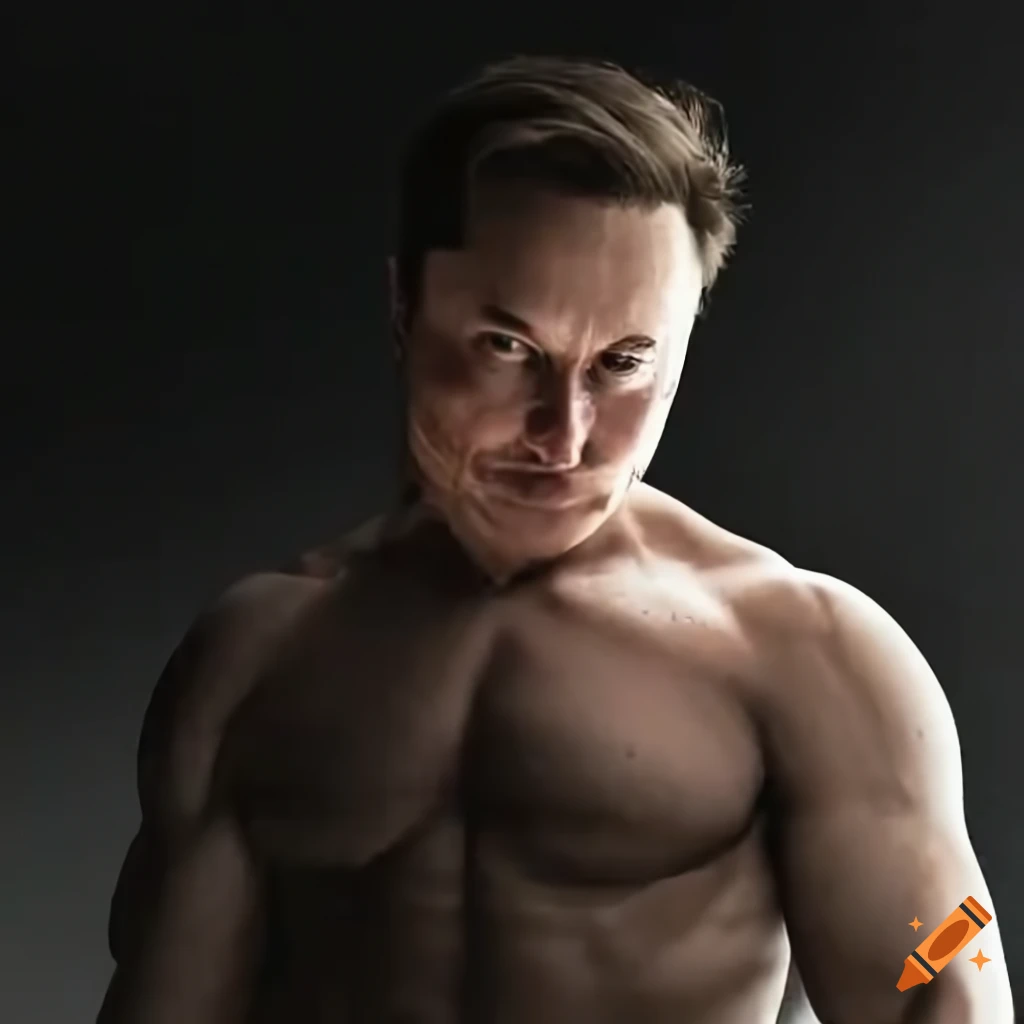 Muscular elon musk depiction on Craiyon