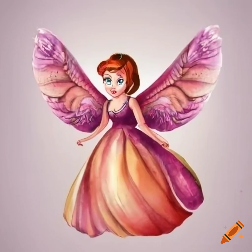Thumbelina cartoon character with wings on Craiyon