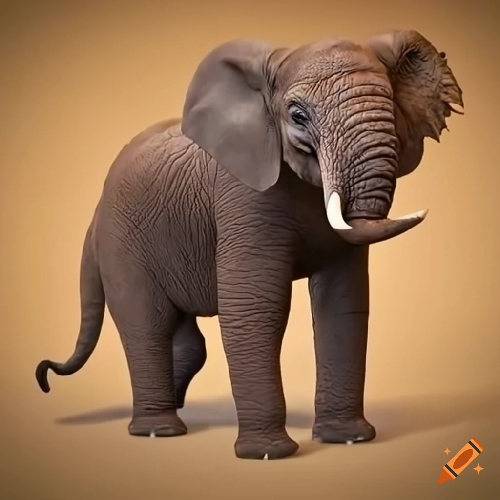 Small elephant without a trunk due to rare genetic anomaly on Craiyon