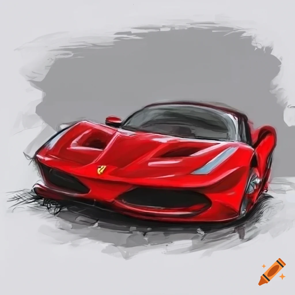 Red ferrari car drawing on white background on Craiyon