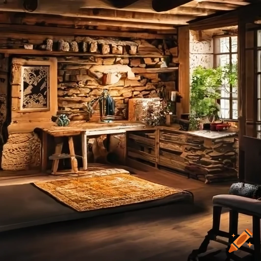 Tudor cottage sewing room with cozy plush furniture and vintage sewing ...