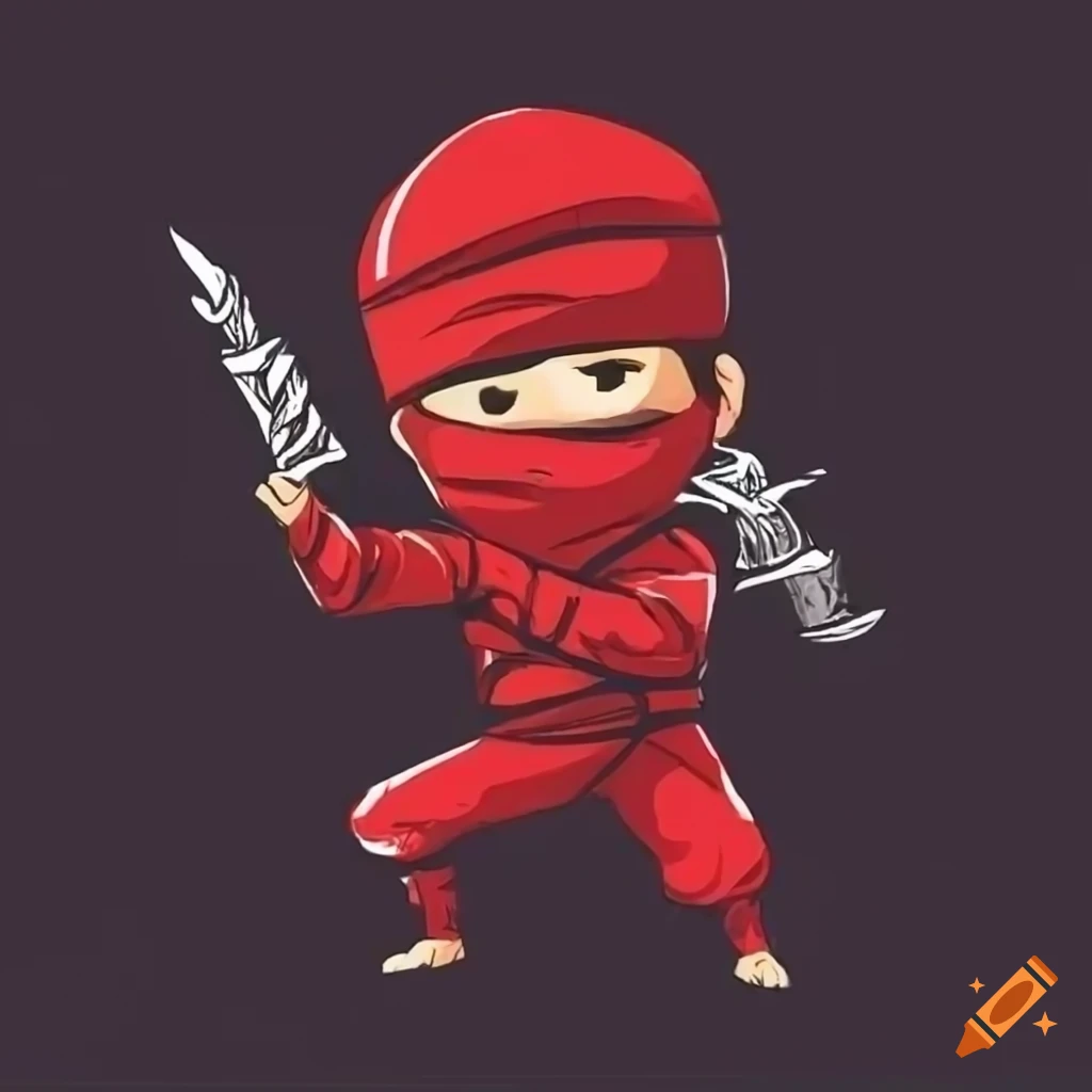 Red ninja in a drawing style on Craiyon