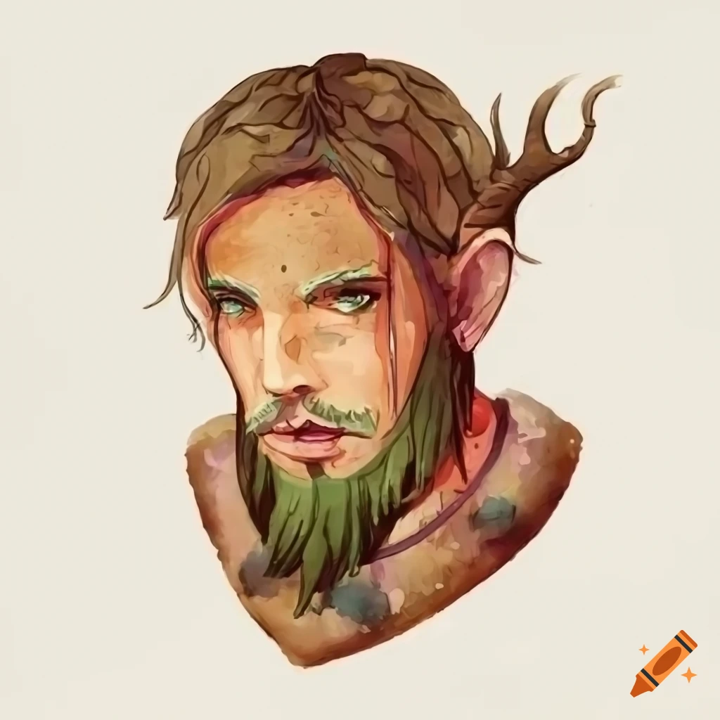 DnD druid human male without a beard and normal ears on Craiyon