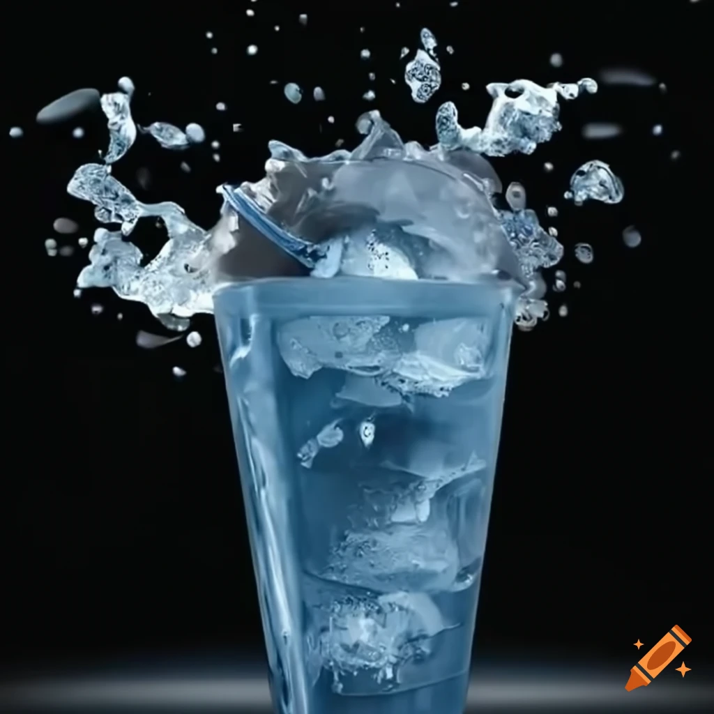 3d cup with bursting ice slush on Craiyon