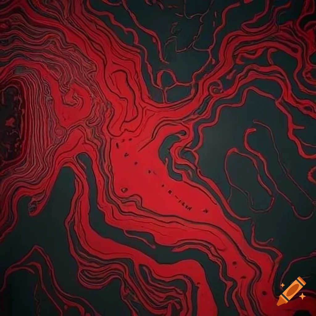 Black and red topographic map in 1366x768 resolution on Craiyon