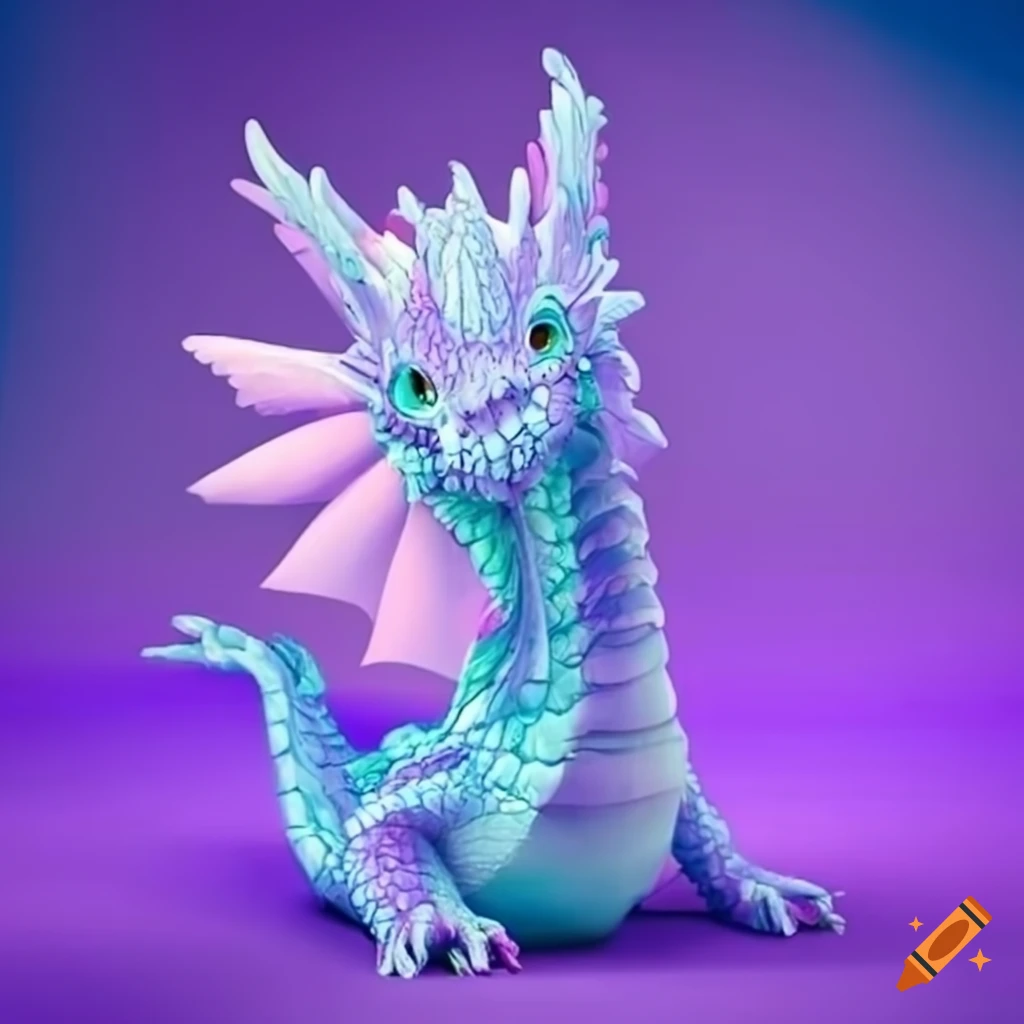Dragon in pastel lavender and blue colors on Craiyon