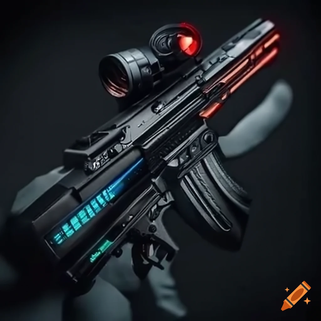 Futuristic energy weapon mp5 with red dot sight and no magazine on Craiyon