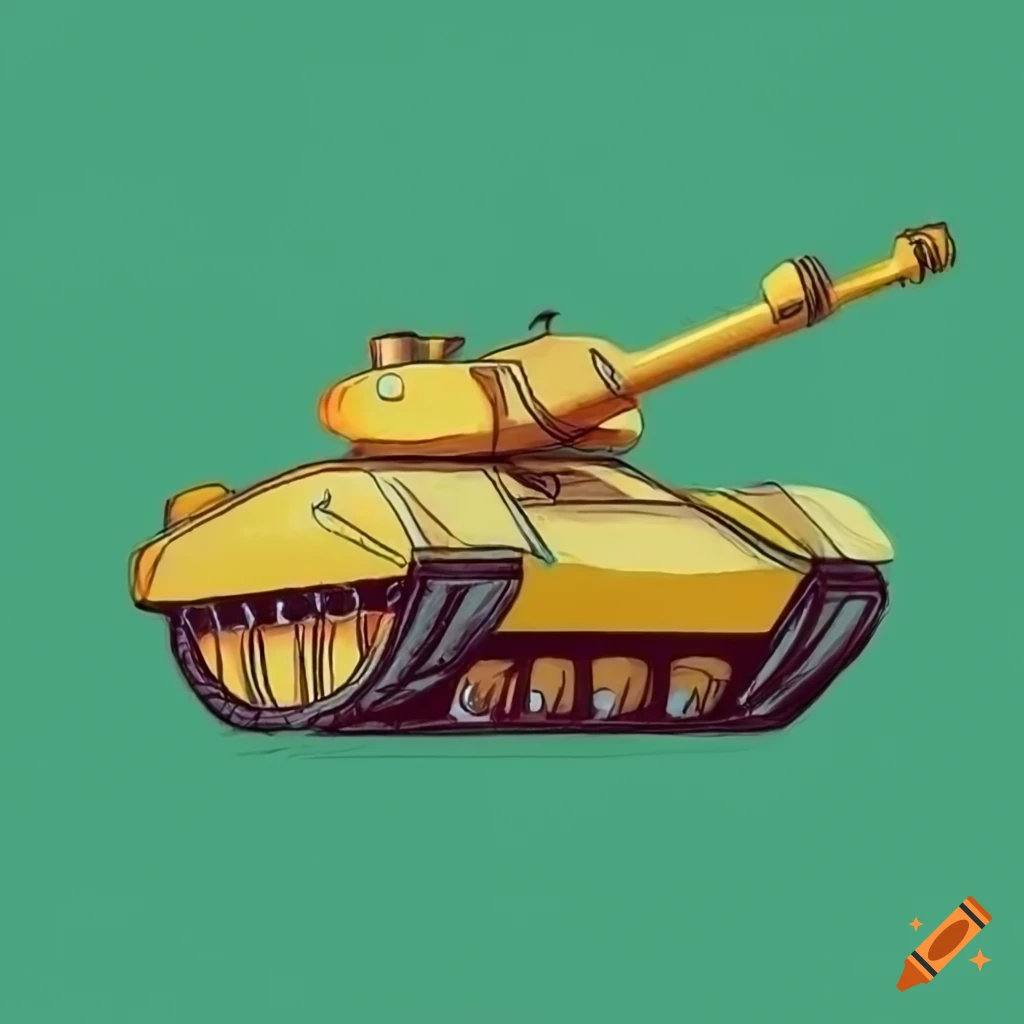 Yellow tank on green background drawing on Craiyon