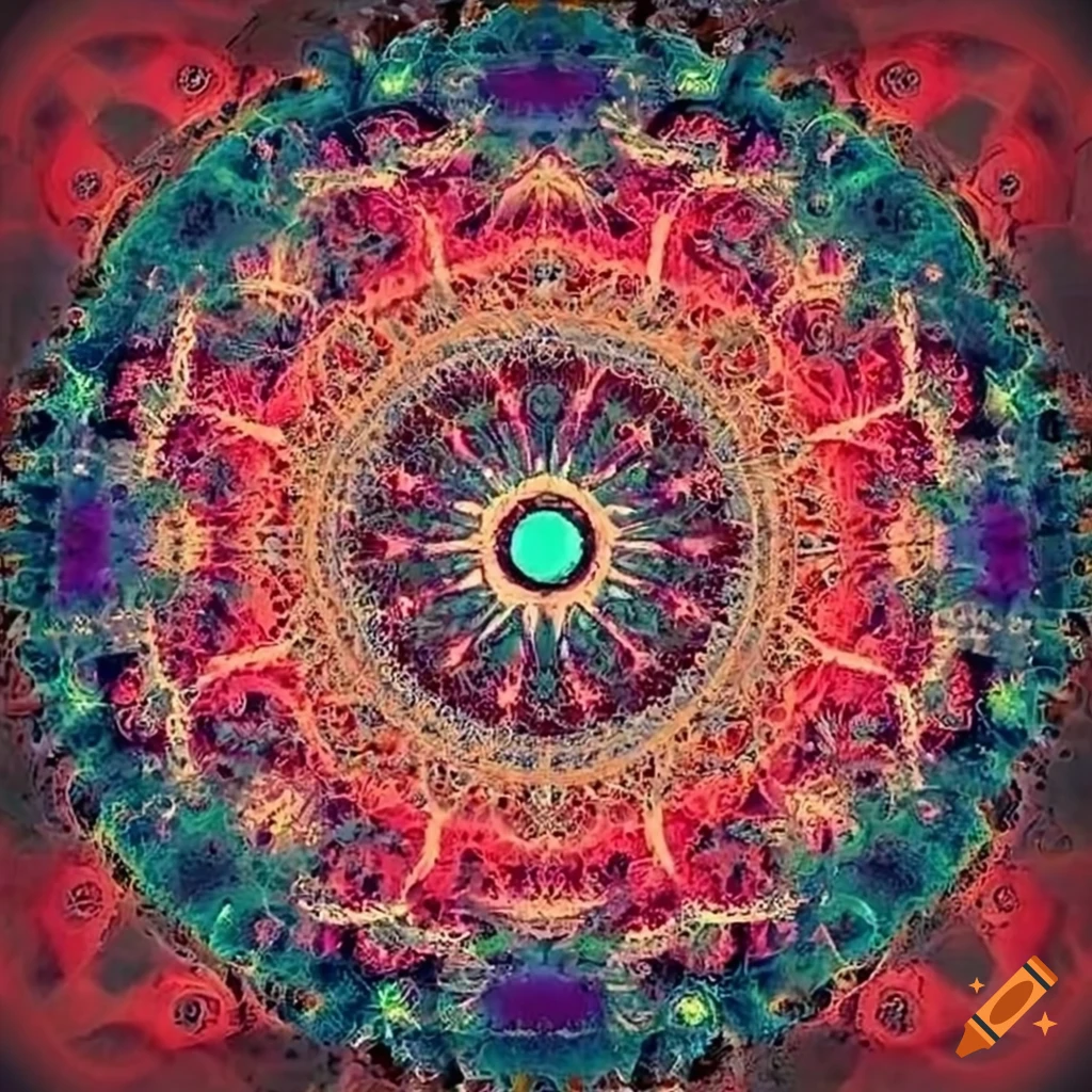 Colorful mandala artwork depicting red chakra dominance on Craiyon