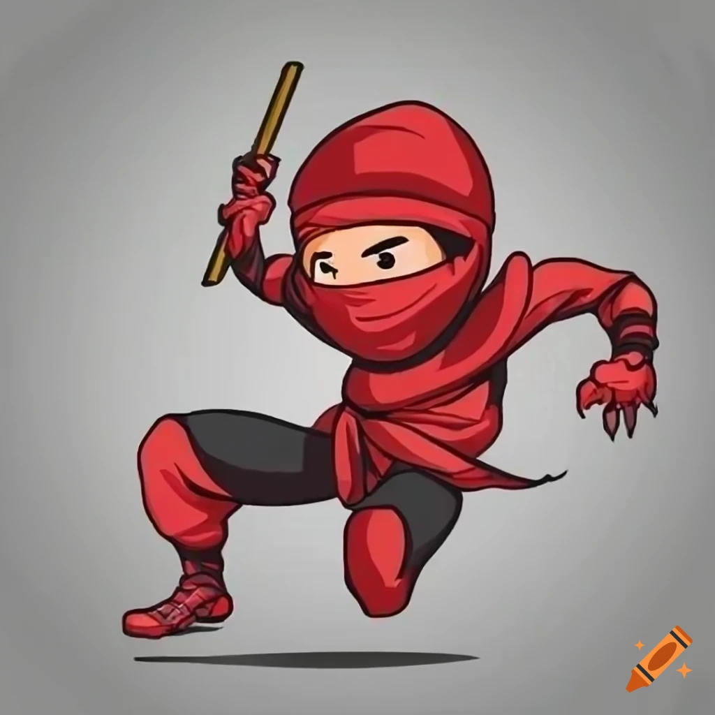 Outline drawing of a red ninja on Craiyon