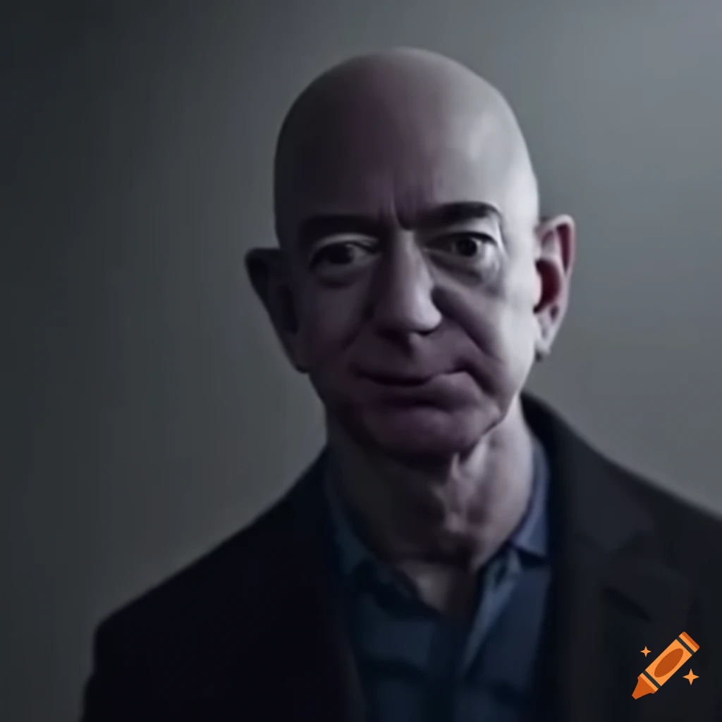 Jeff bezos in dramatic lighting and intense focus on Craiyon