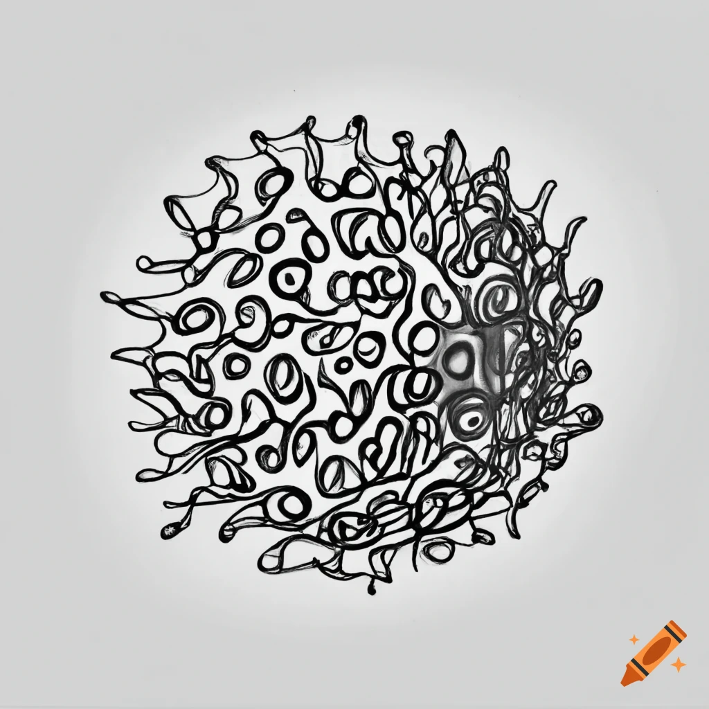 Black and white line drawing of a leukocyte on Craiyon