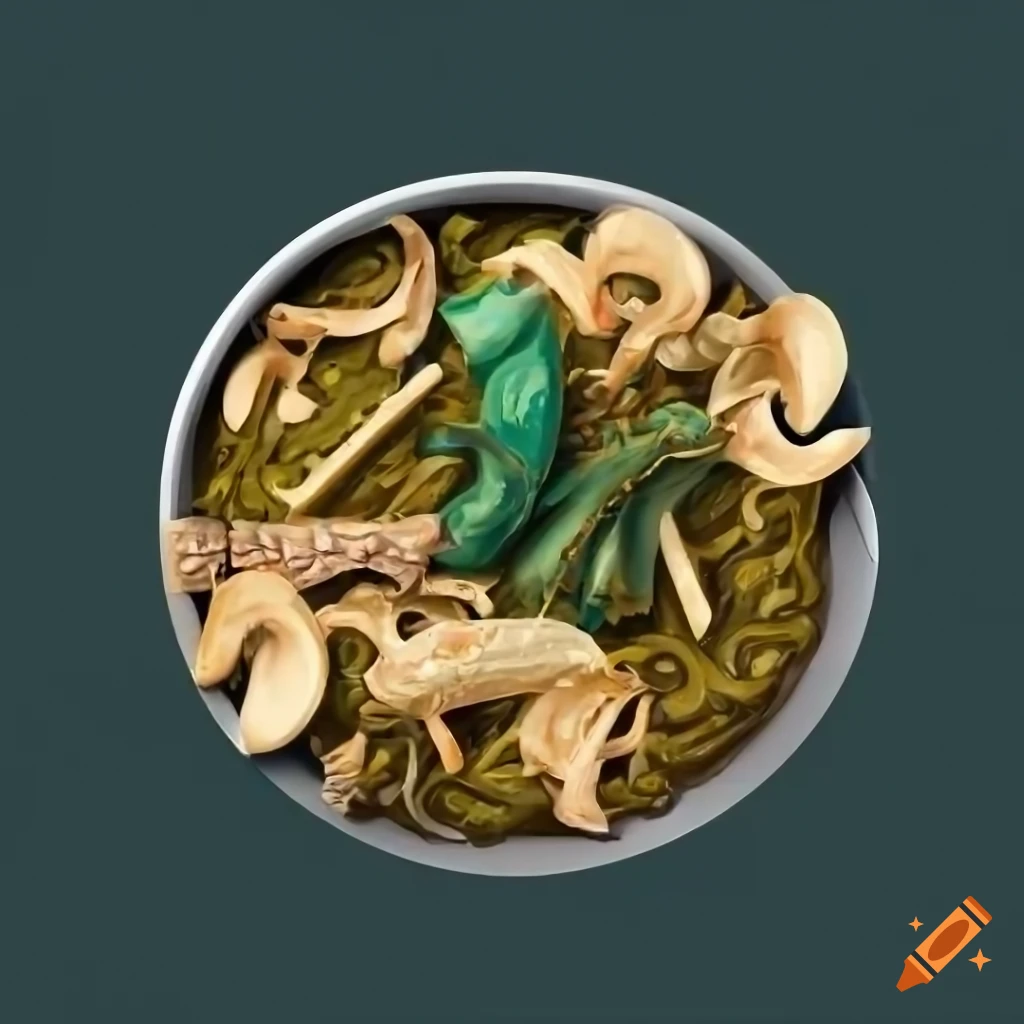 Messy cartoon pig trough with rotting food and bones on Craiyon