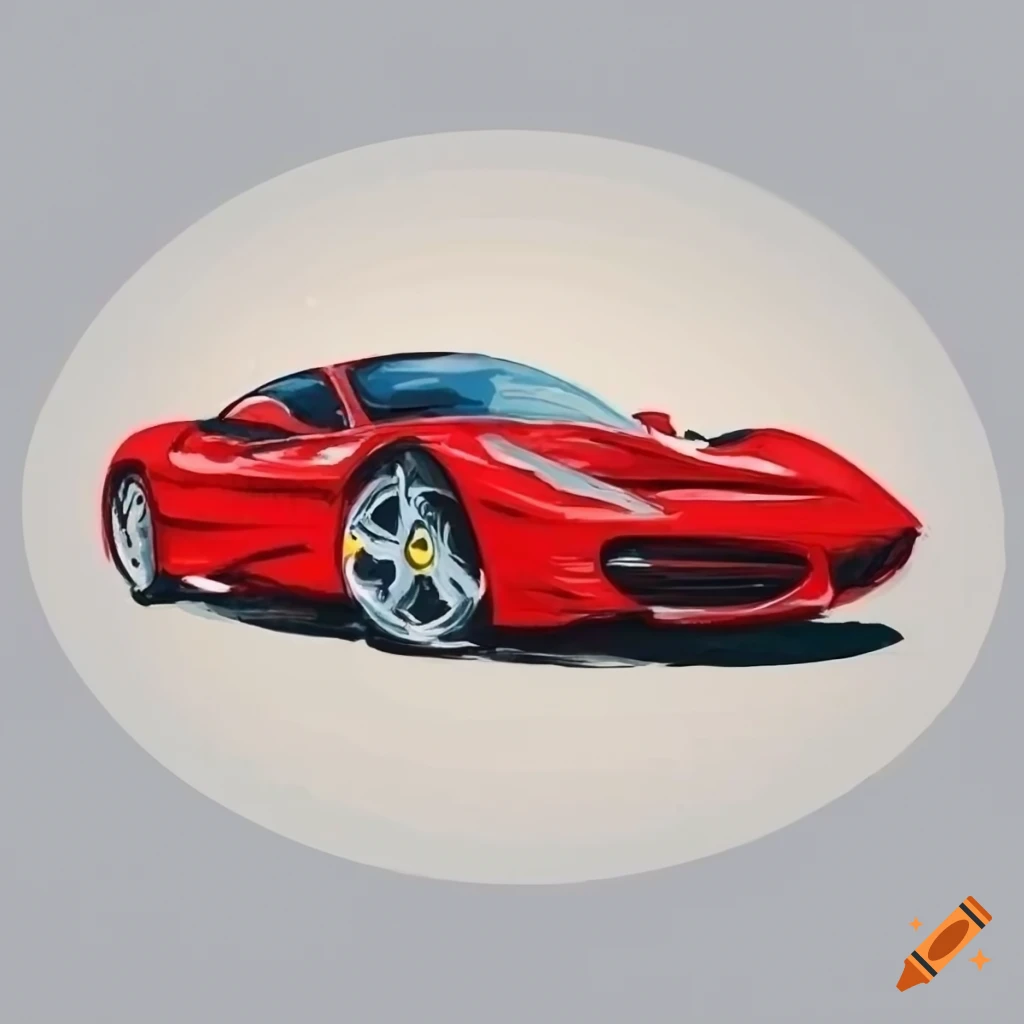 Drawing of a red ferrari car on a white background on Craiyon