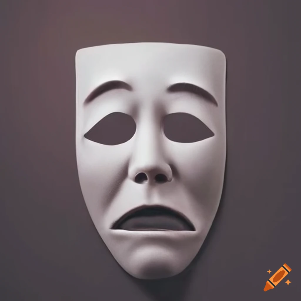 Theater mask with joyful expression in three colors on Craiyon