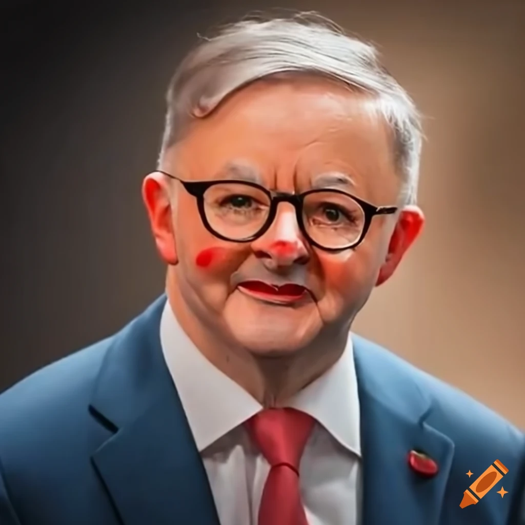 Anthony albanese in clown makeup on Craiyon