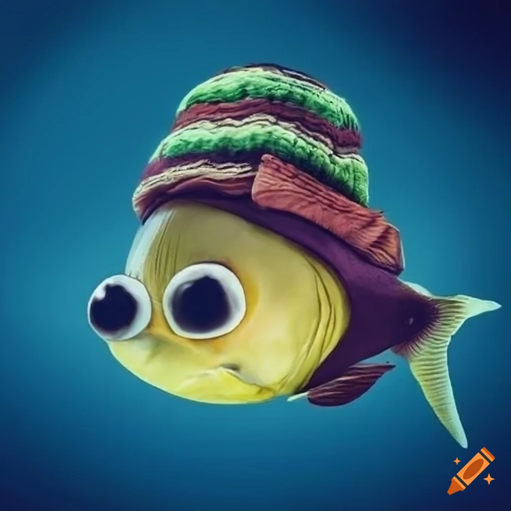 Fish wearing a beanie hat on Craiyon