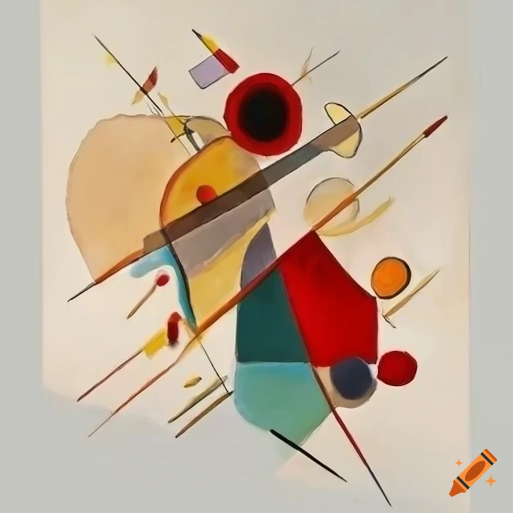 Abstract kandinsky style with gestural oil painting in shades of gray ...