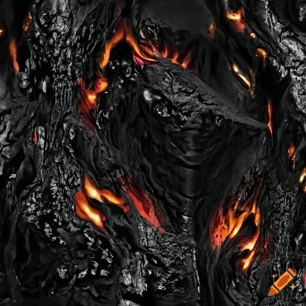 Backlit monolith carbon magma black and white creature texture on Craiyon