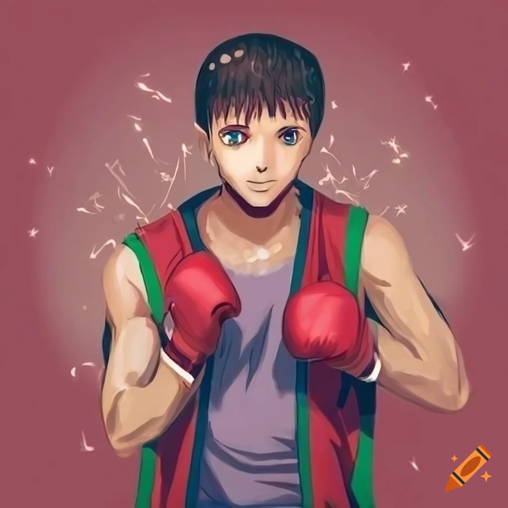 Anime portrait of male Italian boxing fan with Roman T-shirt and ...