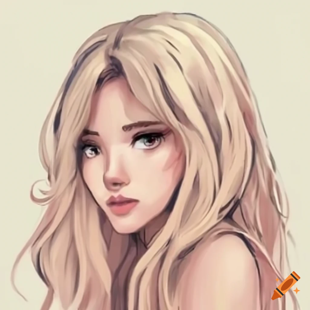 Anime girl with long wavy hair on Craiyon