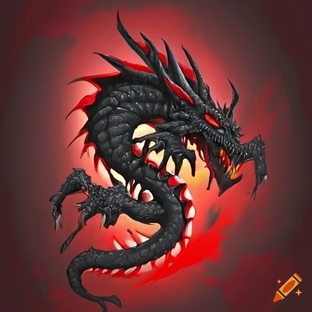 Red and black dragon on a plain background on Craiyon