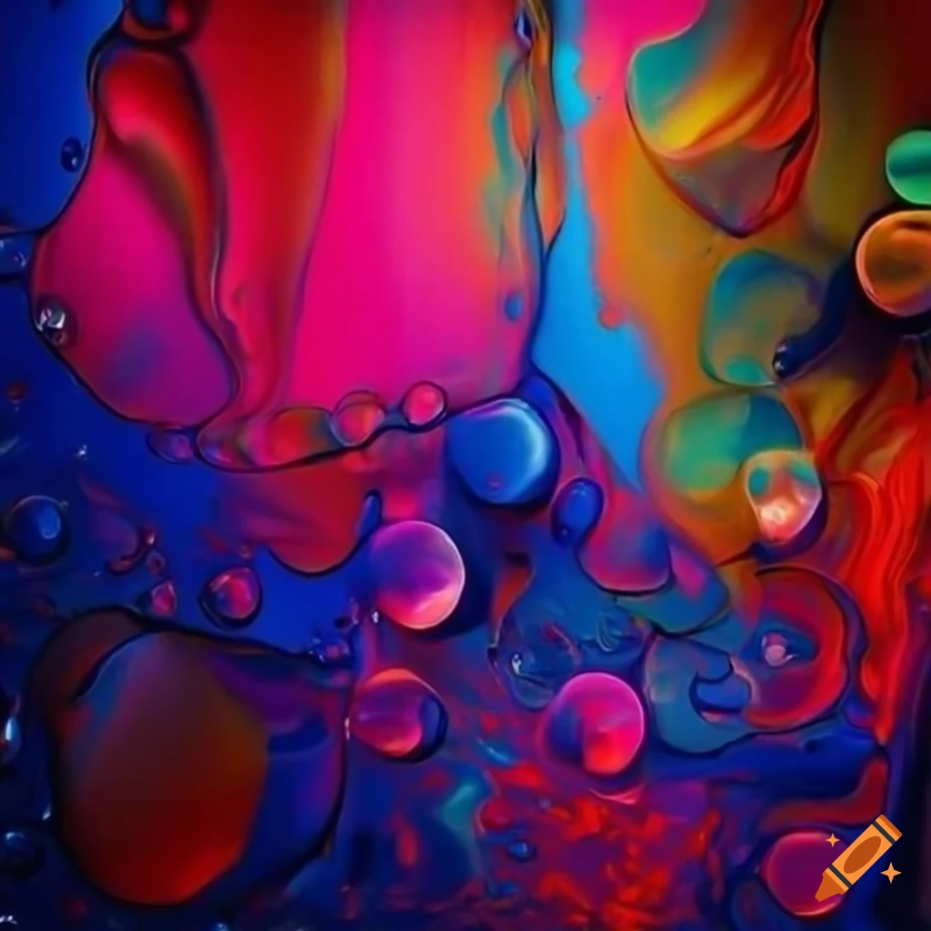 Vibrant abstract art blending water and oil colors beautifully on Craiyon