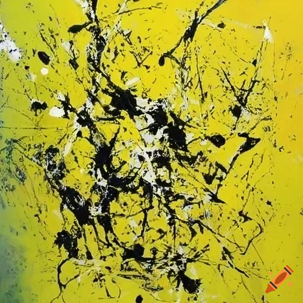 Abstract painting with white, yellow, black, and lemon colors by ...