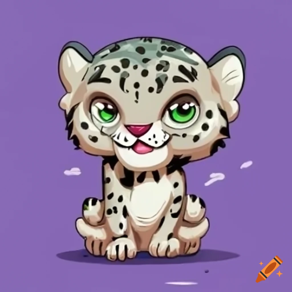 Friendly cartoon snow leopard brand mascot on Craiyon