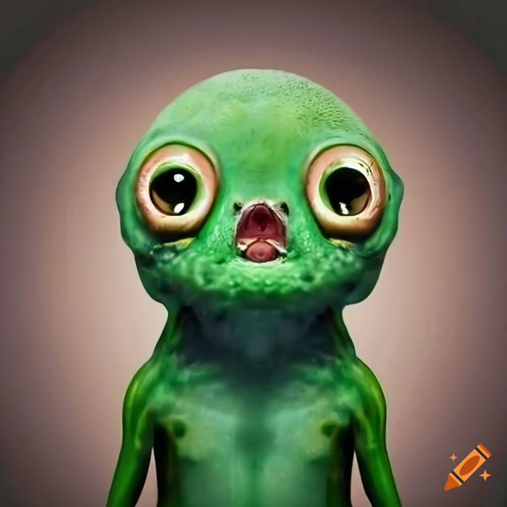 Alien-like animal with big eyes and round head resembling Momo on Craiyon