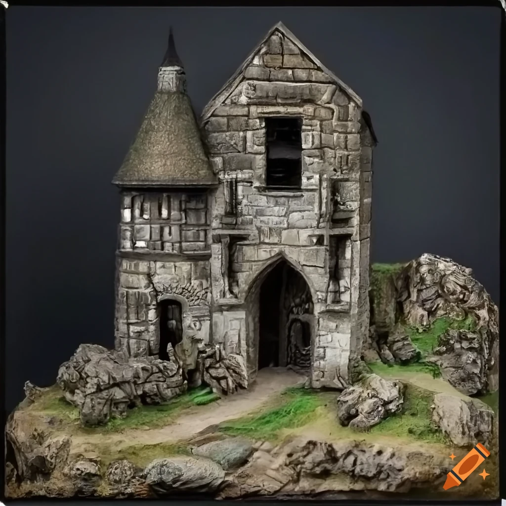 Gatehouse with flanking towers attached to a larger knight's tower ...