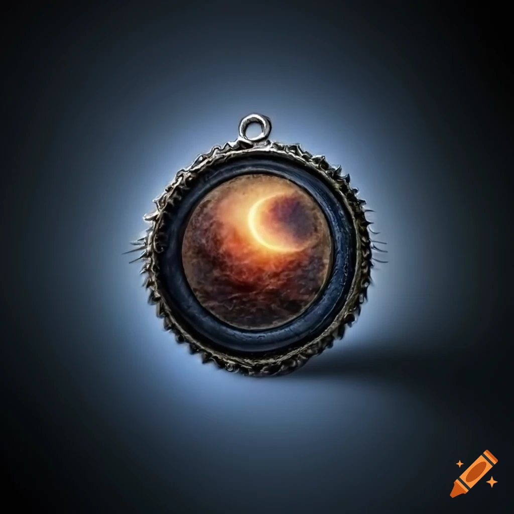 Evil medallion with an eclipse in highly detailed 4k resolution on Craiyon