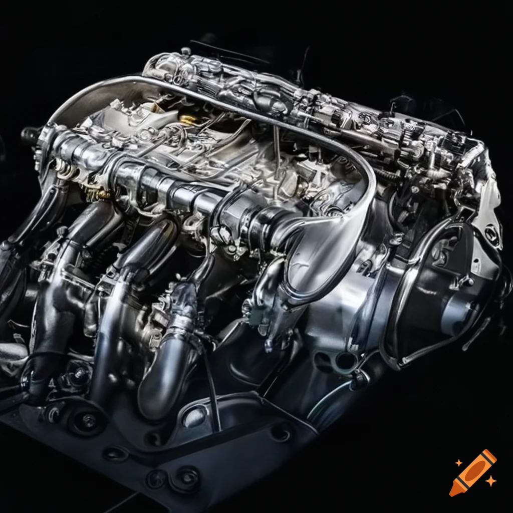 Porsche flat six engine with high detail on Craiyon