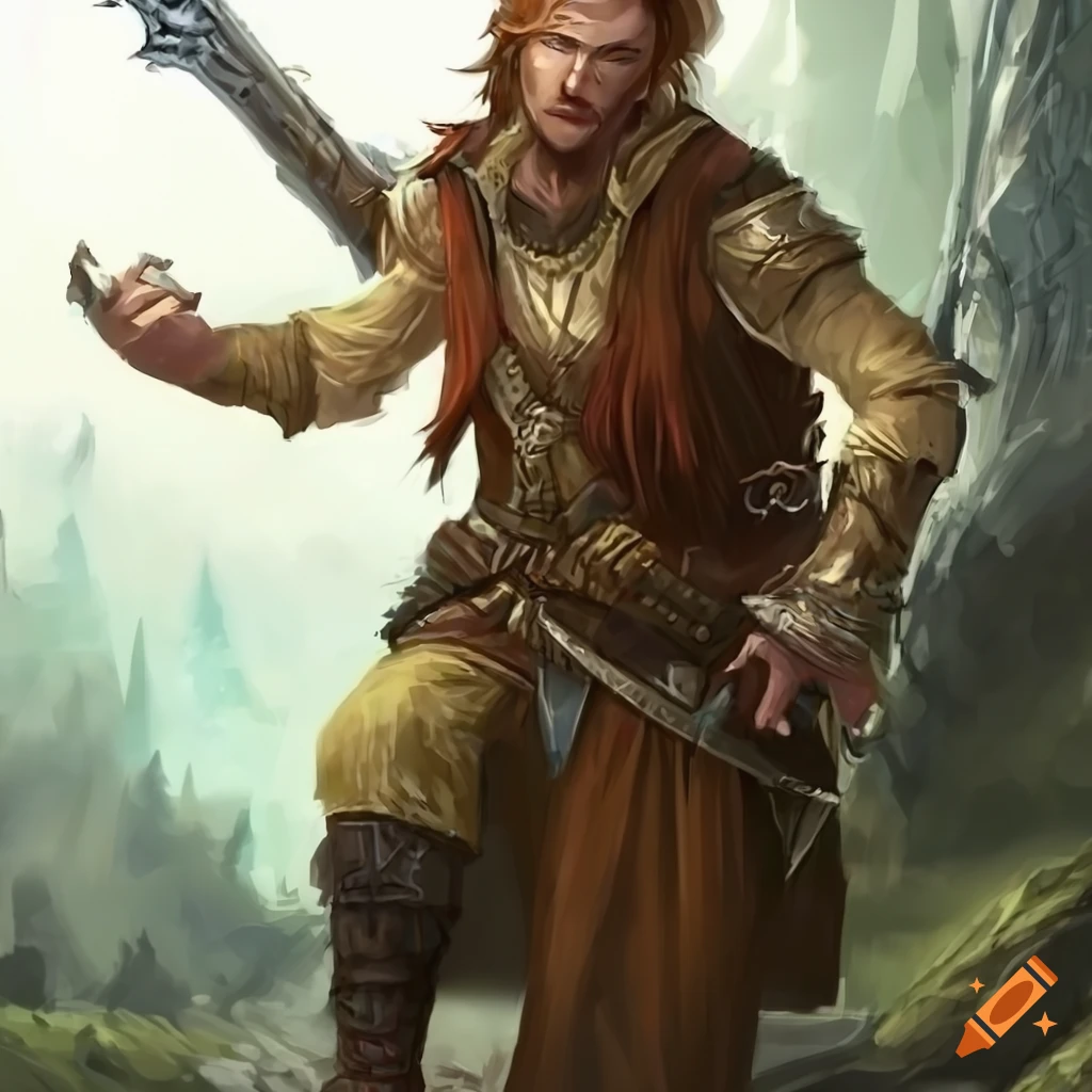 Male adventurer in a fantasy setting on Craiyon