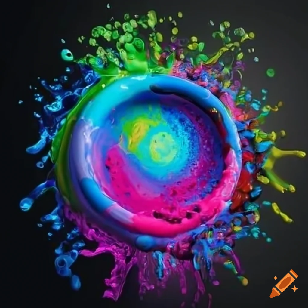 Colorful splashing frisbee on Craiyon