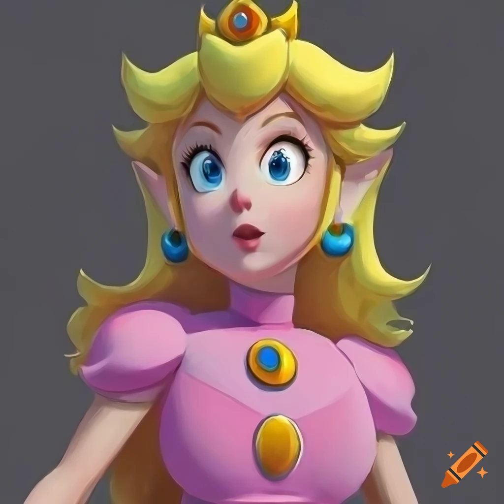 Link as princess Peach with long blonde hairdo and makeup in digital ...