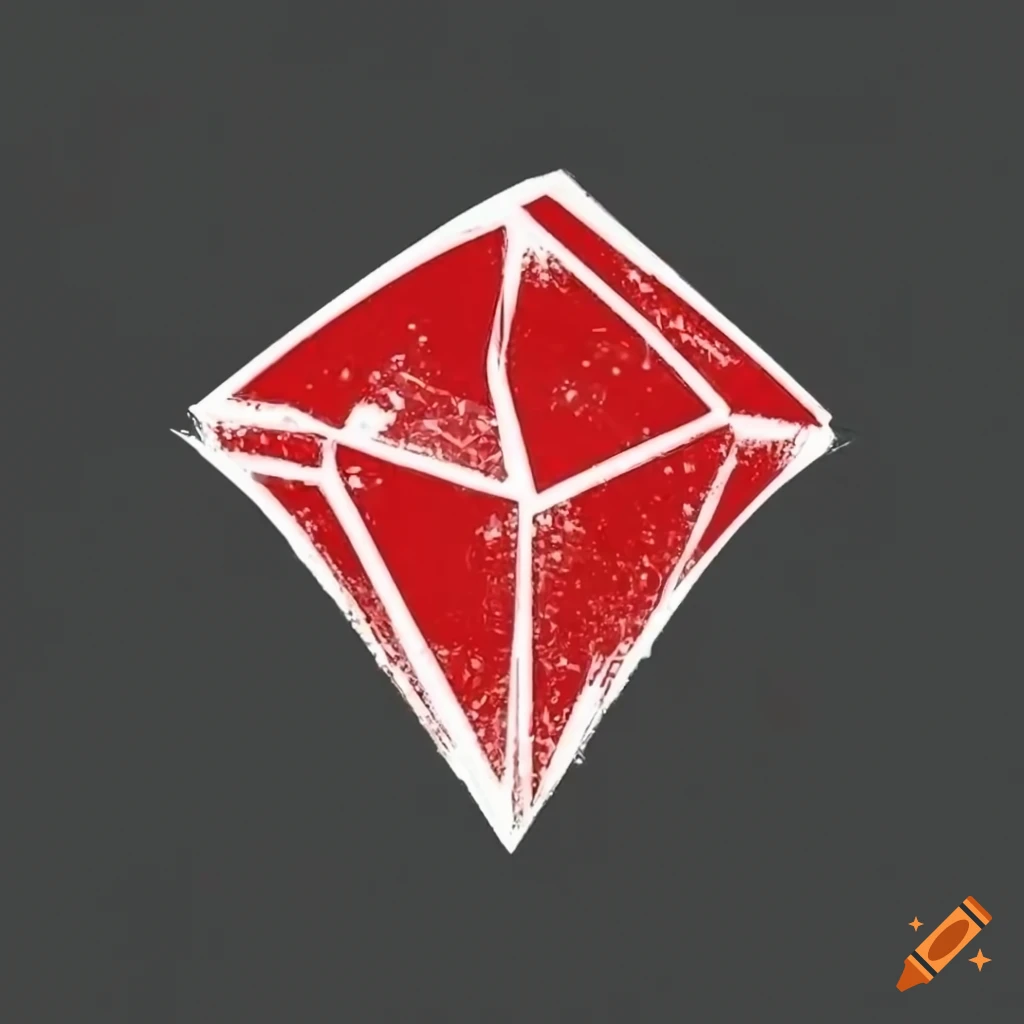 Fantasy red diamond-shaped crystal logo design on Craiyon