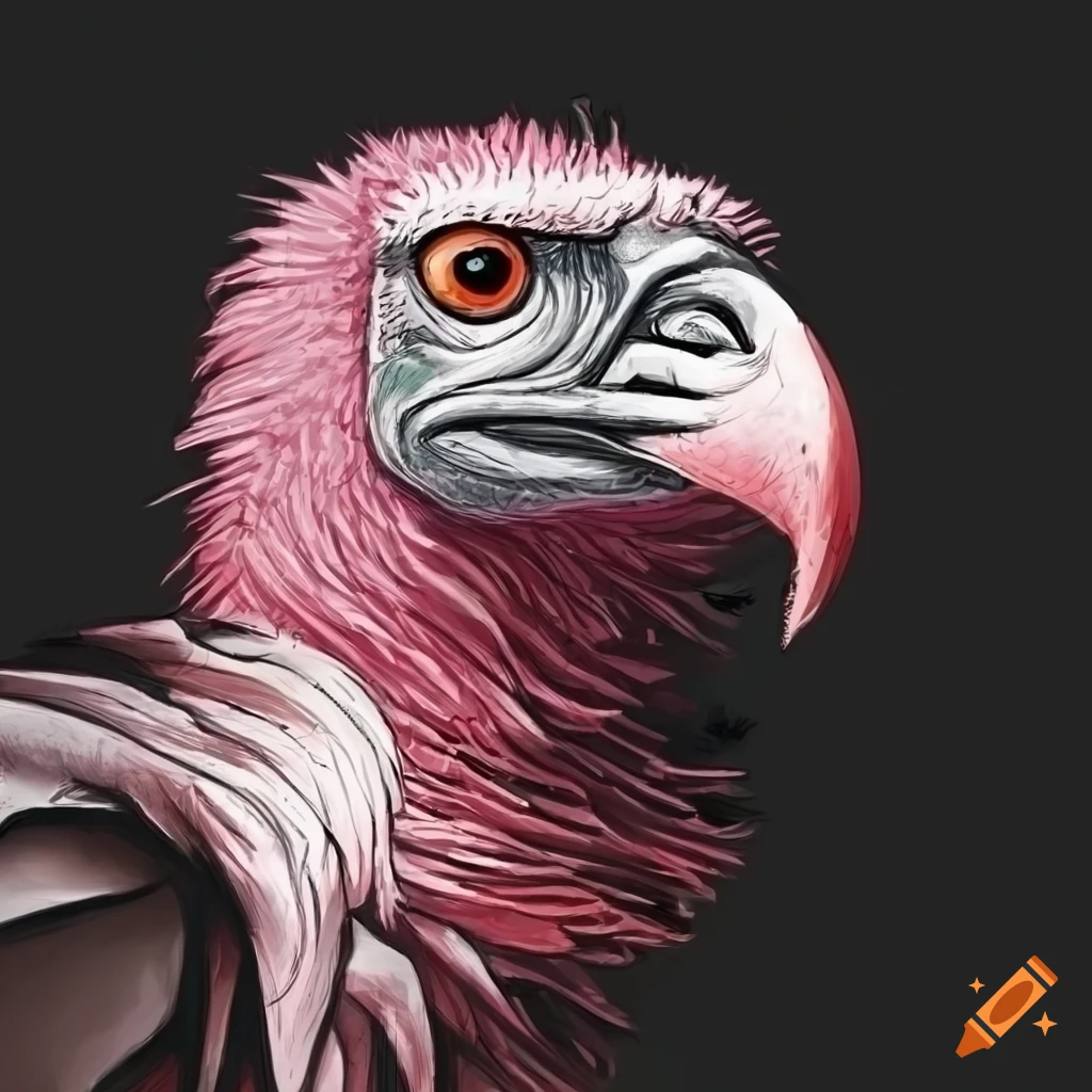Hand drawing of a mad vulture on Craiyon