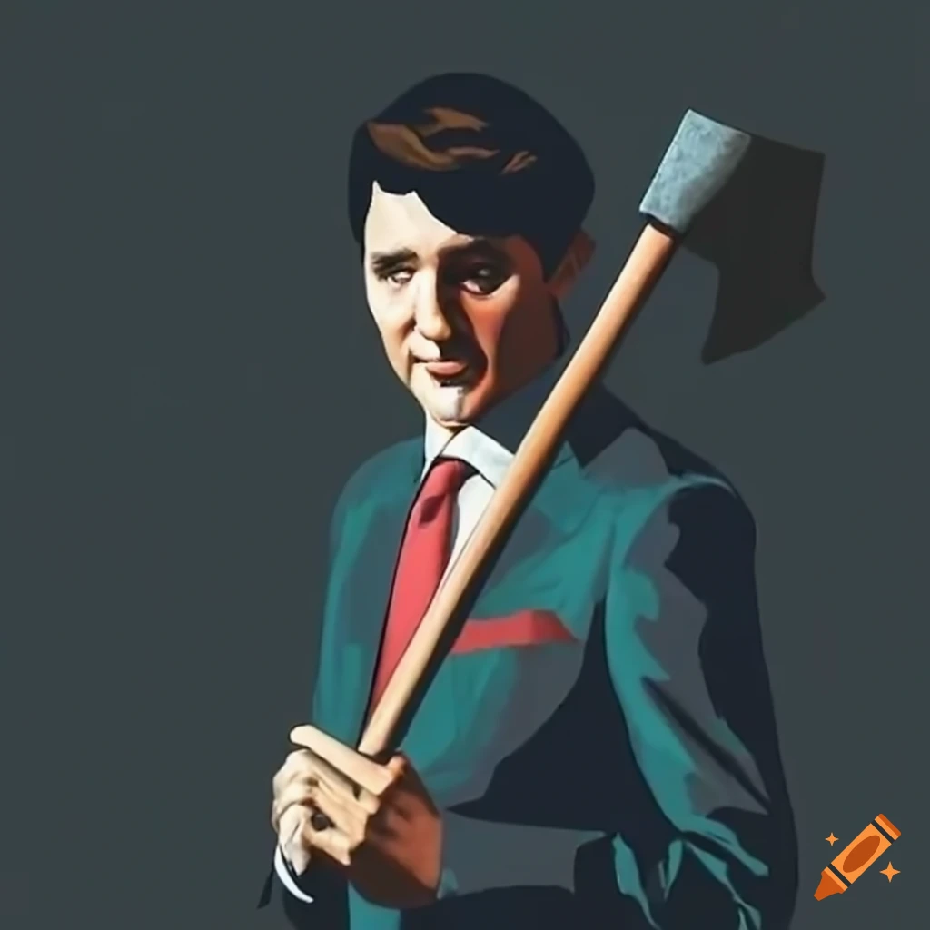 Justin trudeau holding an axe on Craiyon