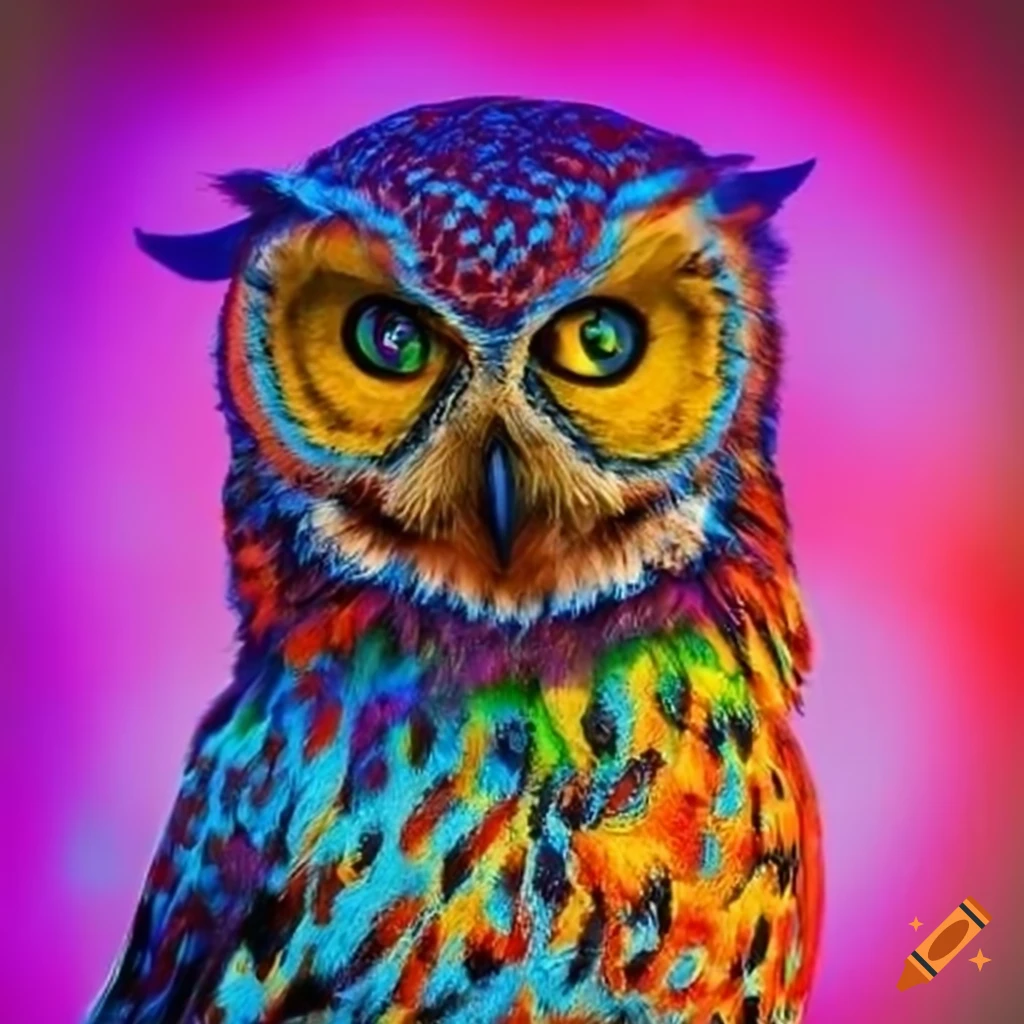 Rainbow owl, cheetah, and monkey combination on Craiyon