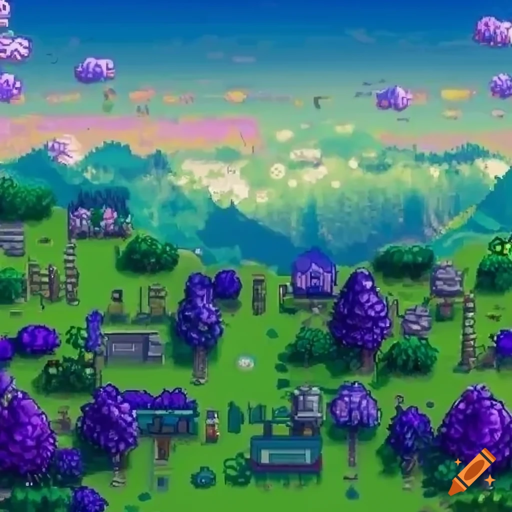 Whimsical stardew valley landscape on Craiyon