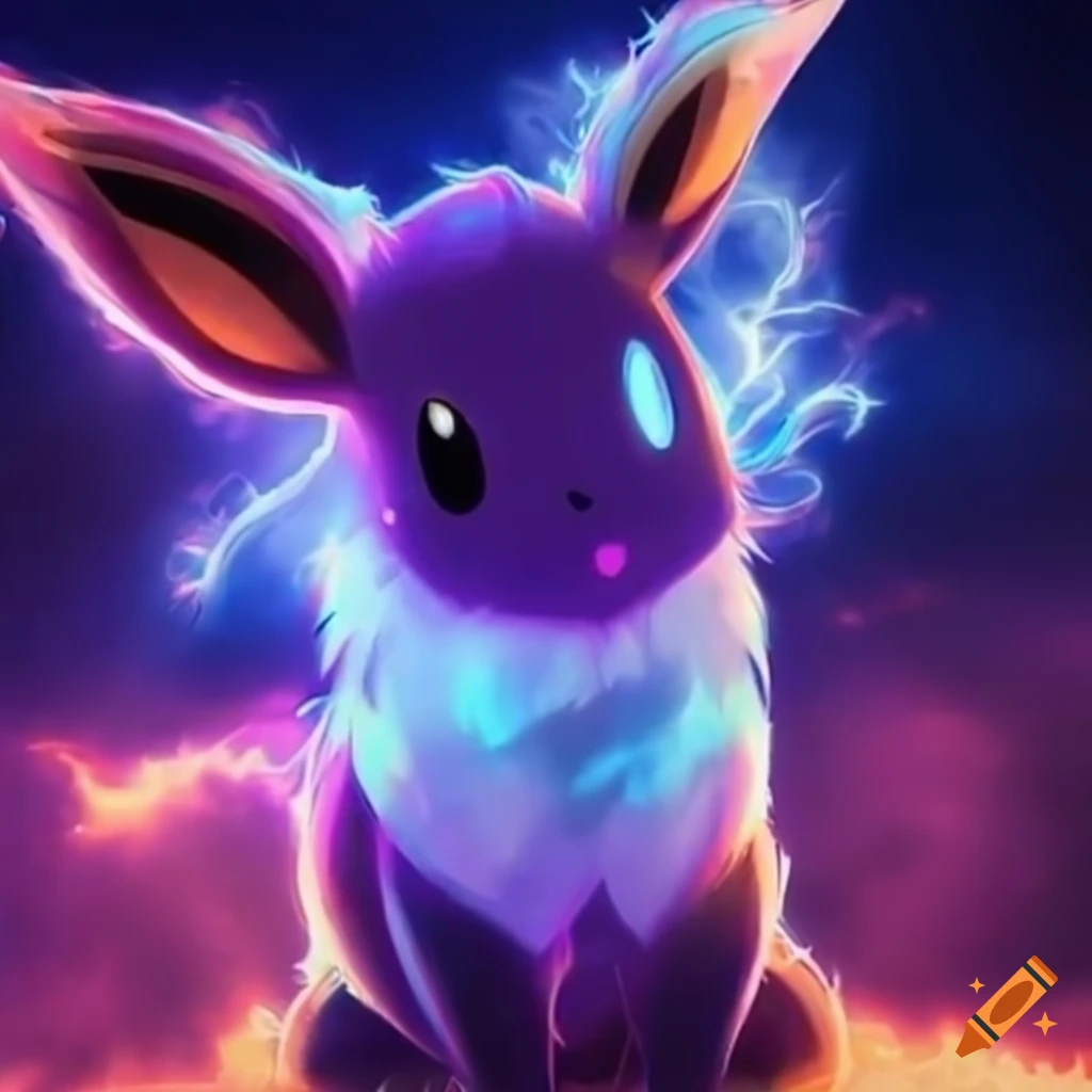 Ultra beast eevee in a cool and powerful space setting on Craiyon