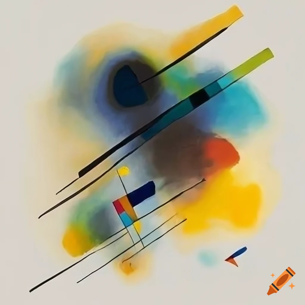 Abstract Kandinsky style painting with natural brushstrokes in shades ...